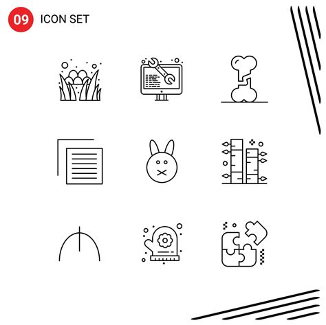 Group Of 9 Outlines Signs And Symbols For Easter Interface Bone User Document Editable Vector