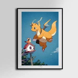 Dragonite Mail Delivery Pokeart Canvas Poster Anime Wall Art Home Decor