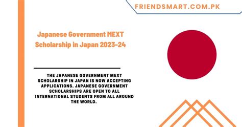 Japanese Government Mext Scholarship In Japan 2023 24