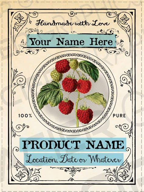 Raspberry Label Red Raspberry Jam Label Vintage Raspberry Etsy