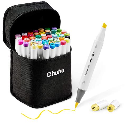 Buy 48 Color Art Markers Set Ohuhu Dual Tip Brush Chisel Sketch