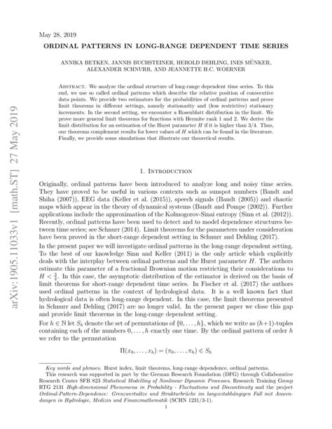 ordinal patterns in long range dependent time series deepai