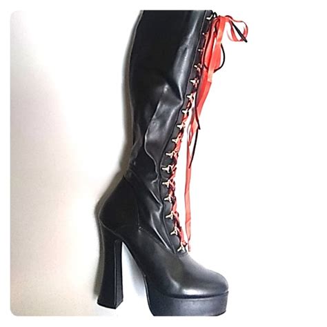 Hot Topic Shoes Halloween Black Platform Zip Up Boots Poshmark