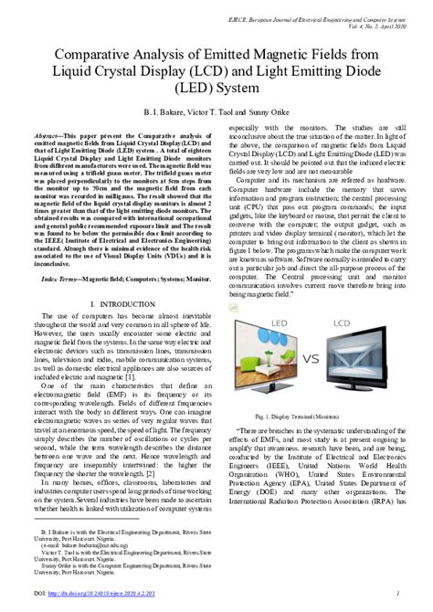 Pdf Comparative Analysis Of Emitted Magnetic Fields From Liquid Crystal Display Lcd And