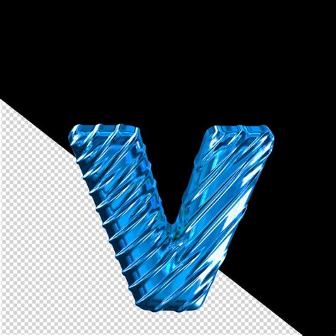 Premium Psd Ribbed Blue 3d Symbol Letter V