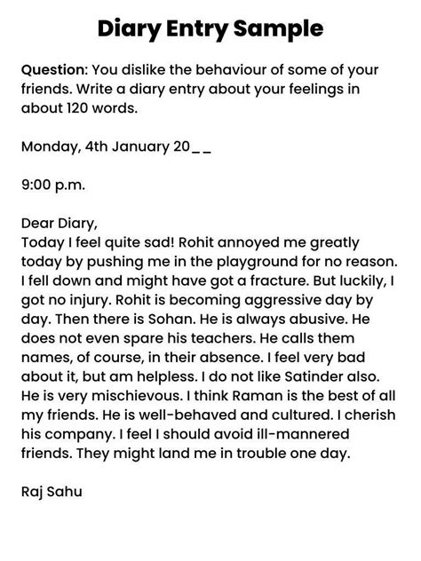 Diary Entry For Class 9 Questions At Lori Santiago Blog