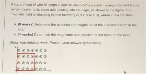 Solved A Square Loop Of Wire Of Length 1 And Resistance R Is Chegg Com