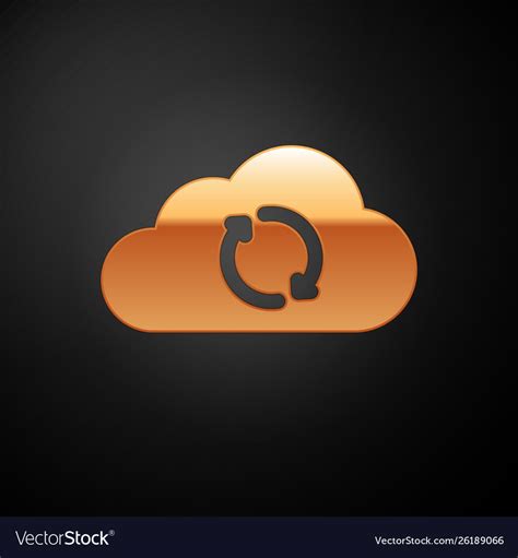 Gold Cloud Sync Refresh Icon Isolated On Black Vector Image