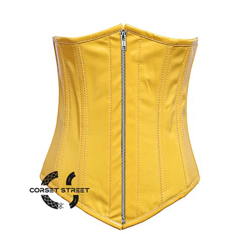 Plus Size Yellow Pvc Leather With Front Silver Zipper Rebelsmarket