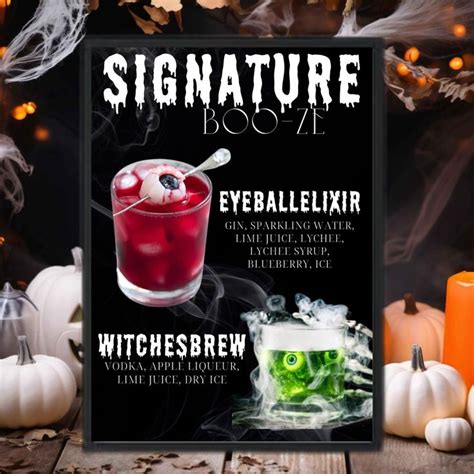 Halloween Signature Drink Sign Template Editable Drink Menu Printable