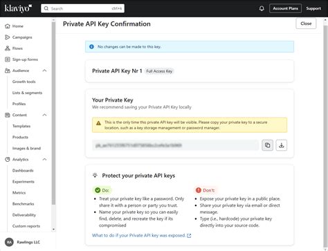obtaining a private api key odbc driver for klaviyo