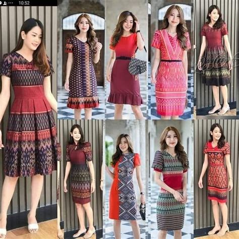 เดรสผ้าไทย เดรสทำงาน เดรสลายขอ เสื้อลายขอ Dresswork1 • Threads Say