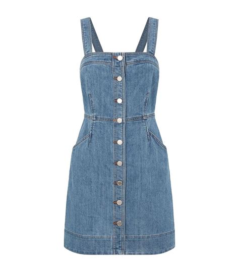 Blue Button Up Denim Dress Sleeveless Denim Blue Dress With Buttons