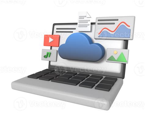 Digital Asset On Cloud Storage Laptop Concept 48871304 Png
