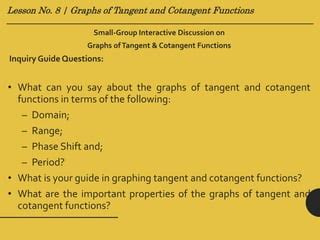 Lesson No 8 Graphs Of Tangent And Cotangent Functions PPT