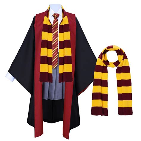 Magician Robe With Wand Scarf Wizard Cloak College Outfit Hooded Cape