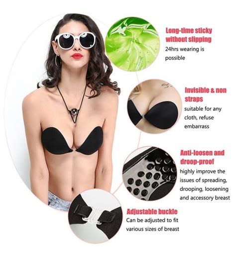 Adhesive Bra Reusable Push Up Deep V Silicone Invisible Nubra Sexy
