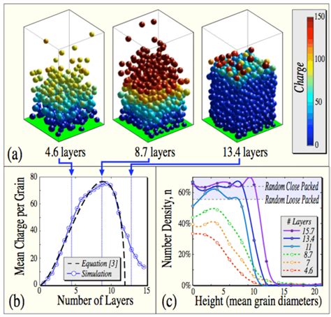simulation results a snapshots of granular bed at three
