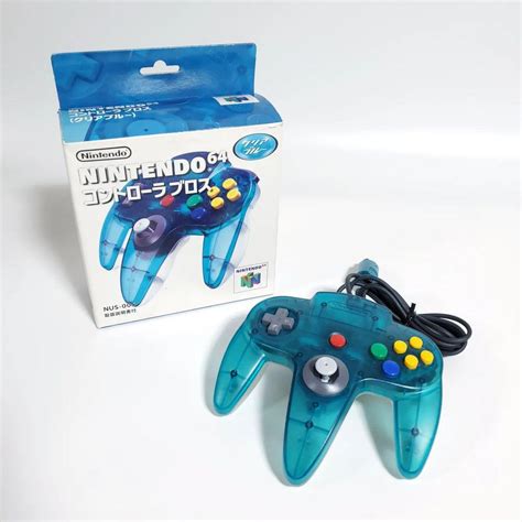 【目立った傷や汚れなし】任天堂 ニンテンドー64 コントローラ ブロス クリアブルー Nintendo N64 外箱 コントローラーの落札情報