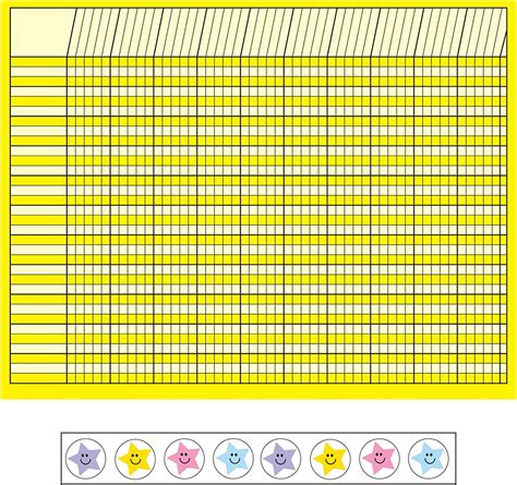 Horizontal Yellow 4 Piece Classroom Incentive Chart And Sticker Set For Tracking Goals Chores