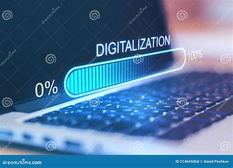 Digitalization Word Written On Wood Block Digitalization Text On