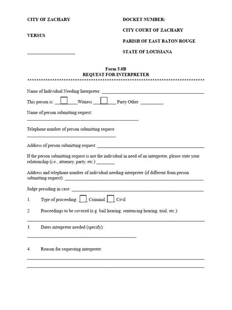 Request For Interpreter Form 5 0b Pdf