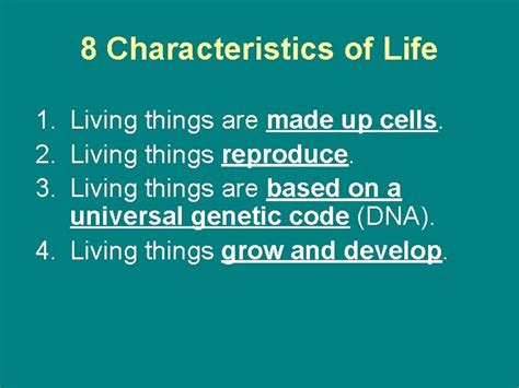 Characteristics Of Life Chapter 1 Section 3 Biology