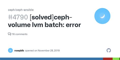 Solved Ceph Volume Lvm Batch Error · Issue 4790 · Cephceph Ansible