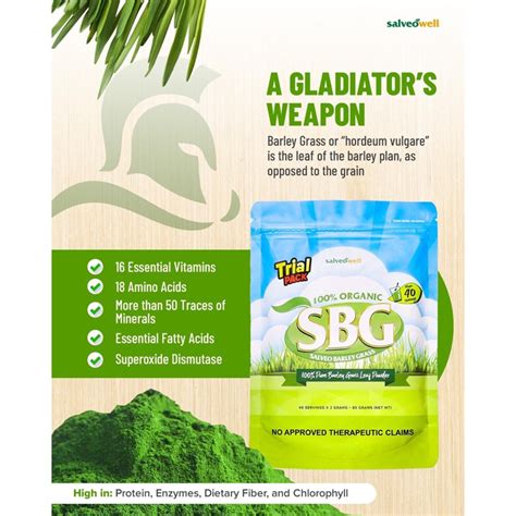 Salveo Barley Grass Powder Trial Pack100 Organic And Pure Barley
