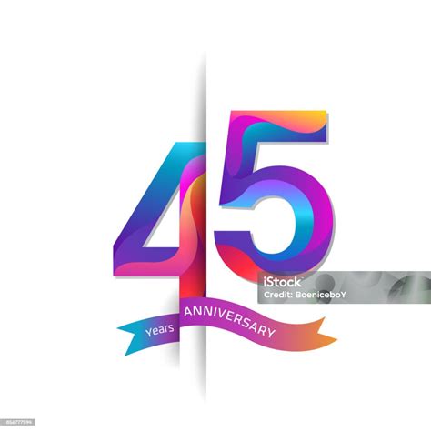 45 년 주년 다채로운 양식 번호입니다 안내 책자 전단지 포스터 웹 및 배너 디자인에 적용 가능 합니다 벡터 일러스트 레이 션 개성 개념에 대한 스톡 벡터 아트 및 기타
