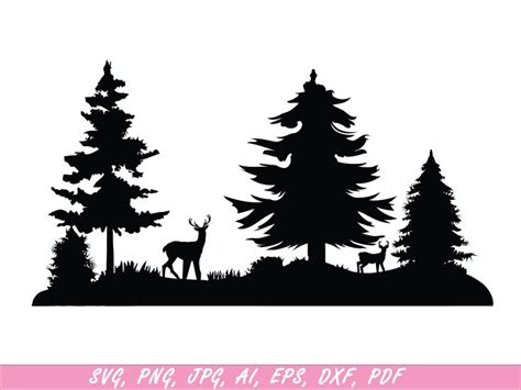 Forest SVG Bundle Tree Silhouette Pine Trees Forest Tree Silhouette SVG Bundle Layered Cut