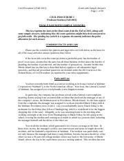 Key Concepts In Civil Procedure I Fall 2013 Exam With Answers