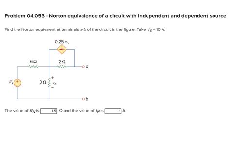 Solved Problem Norton Equivalence Of A Circuit With Chegg