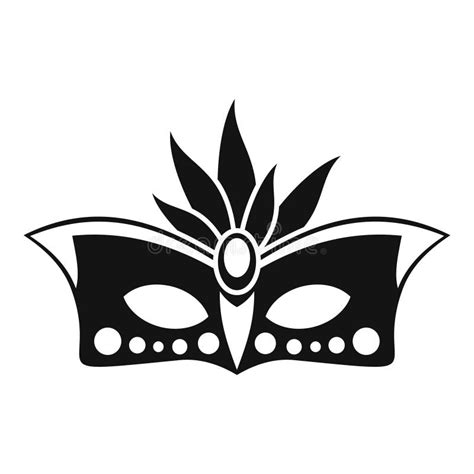 Black Mardi Gras Mask With Feathers And Gemstones Is Smiling Stock