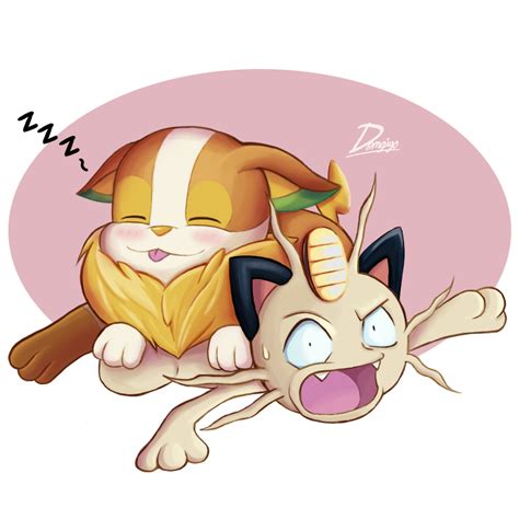 I Drew A Quick Yamper Sleeping On A Meowth Rpokemon