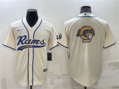 Mens Los Angeles Rams Cream Team Big Logo With Patch Cool Base