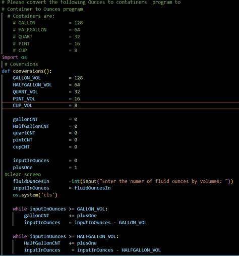 Solved Python Fluid Converter PART ONE Please Convert The Chegg