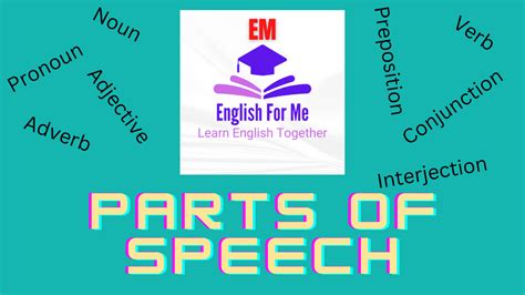 The Eight Parts Of Speech English Grammar English For Me