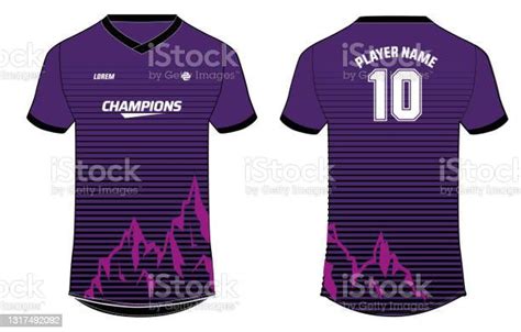 스포츠 티셔츠 저지 디자인 컨셉 벡터 템플릿 축구 크리켓 배구 럭비 테니스 배드민턴 유니폼 키트를 앞면과 후면 뷰가 있는 V 넥 풋볼 저지 컨셉 T 셔츠에 대한 스톡 벡터