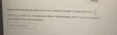 solved suppose that the density pdf function for a random
