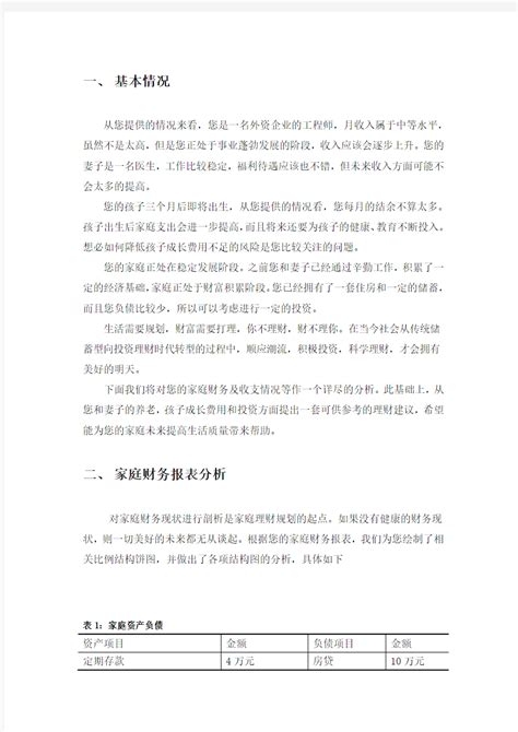 家庭理财规划书完整版 文档之家