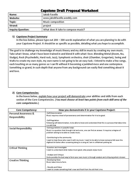 Clc 12 Capstone Draft Proposal Worksheet Pdf Thought Critical