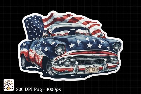 American Car Sticker Design Graphic By Bee Craftr · Creative Fabrica