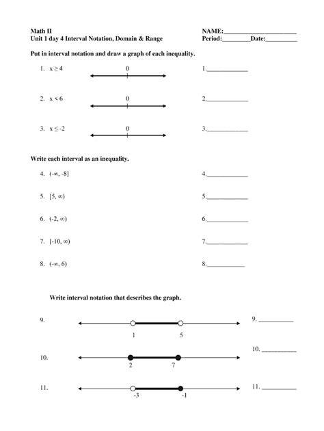 Math Ii Unit 1 Day 4 Interval Notation Domain And Range Fill And Sign Printable Template Online