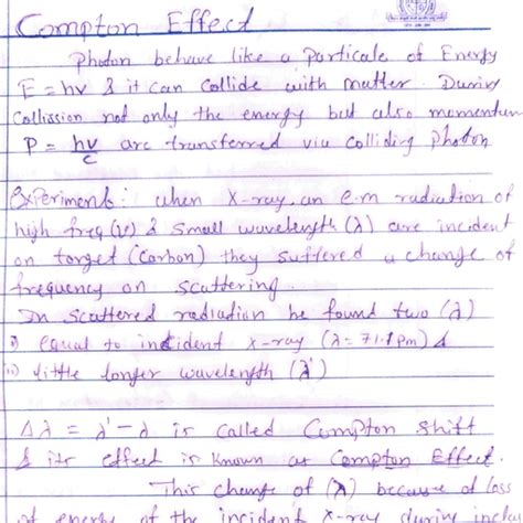 Compton Effectpdf Physics Notes Teachmint