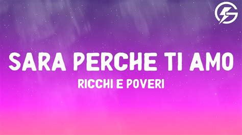 Ricchi E Poveri Sara Perche Ti Amo Lyrics