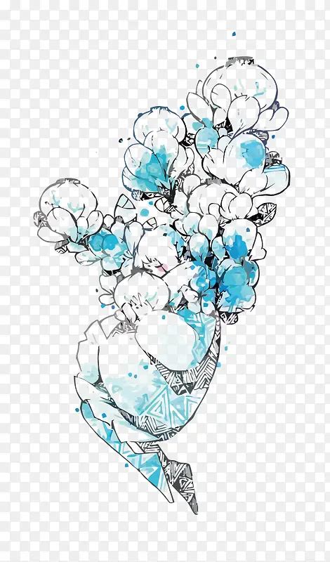 矢量蓝色花朵少年PNG图片素材下载 图片编号qdoedlzg 免抠素材网