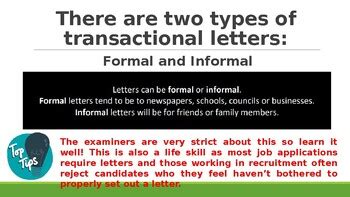 Transactional Writing Letters PPT By Enabled Learning Resources
