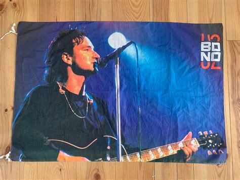 Rare U2 Bono Made In Italy Vintage Poster Flag 100 Polyester Blue