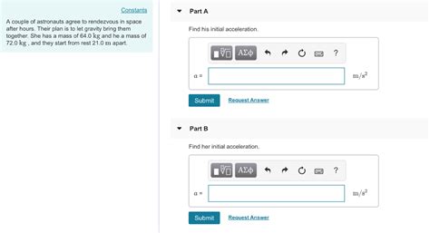 Solved Constants Part A A Couple Of Astronauts Agree To Chegg Com